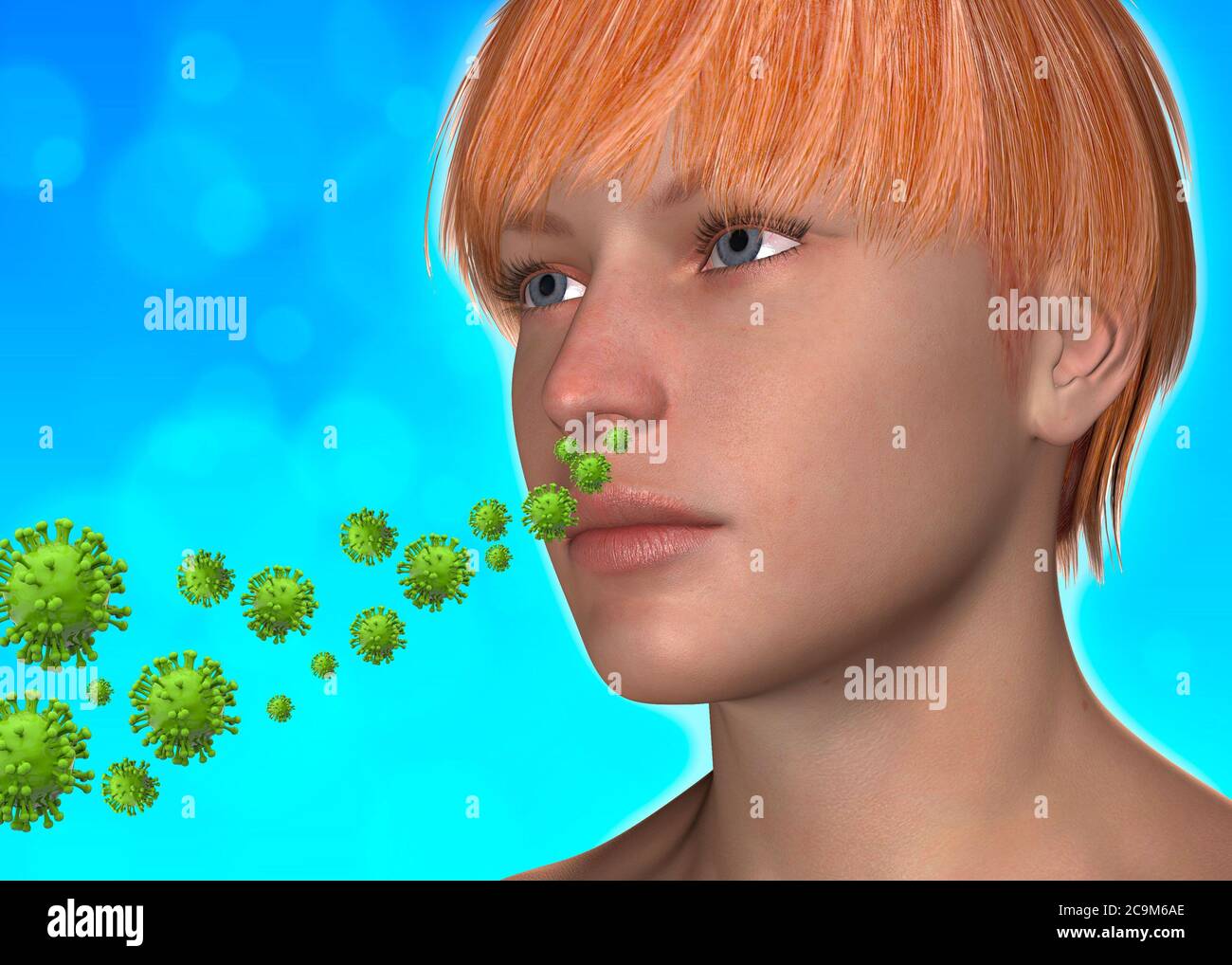 Virus in the Air - 3D Stock Photo - Alamy