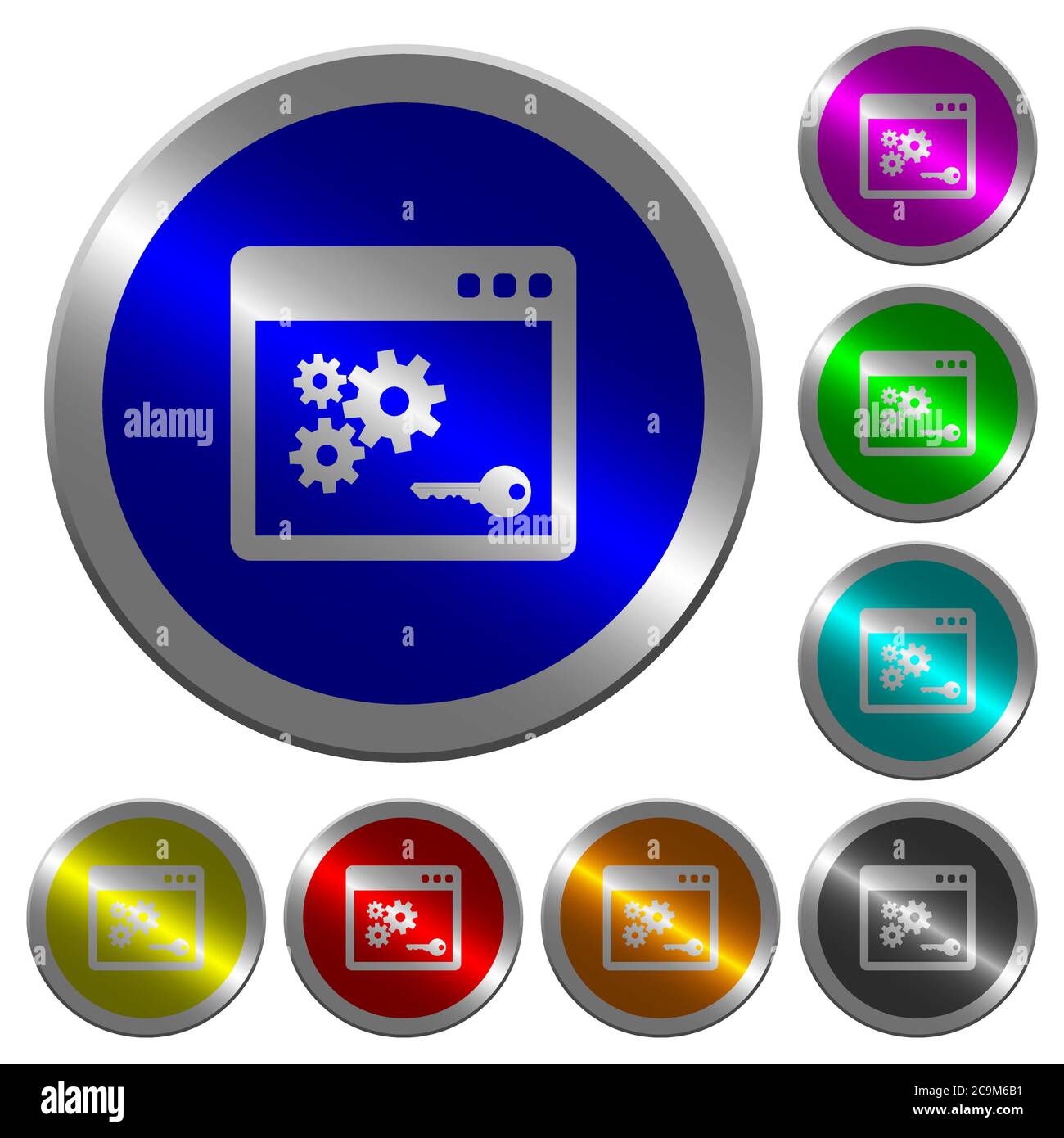 API key icons on round luminous coin-like color steel buttons Stock ... API key icons on round luminous coin-like color steel buttons Stock ...