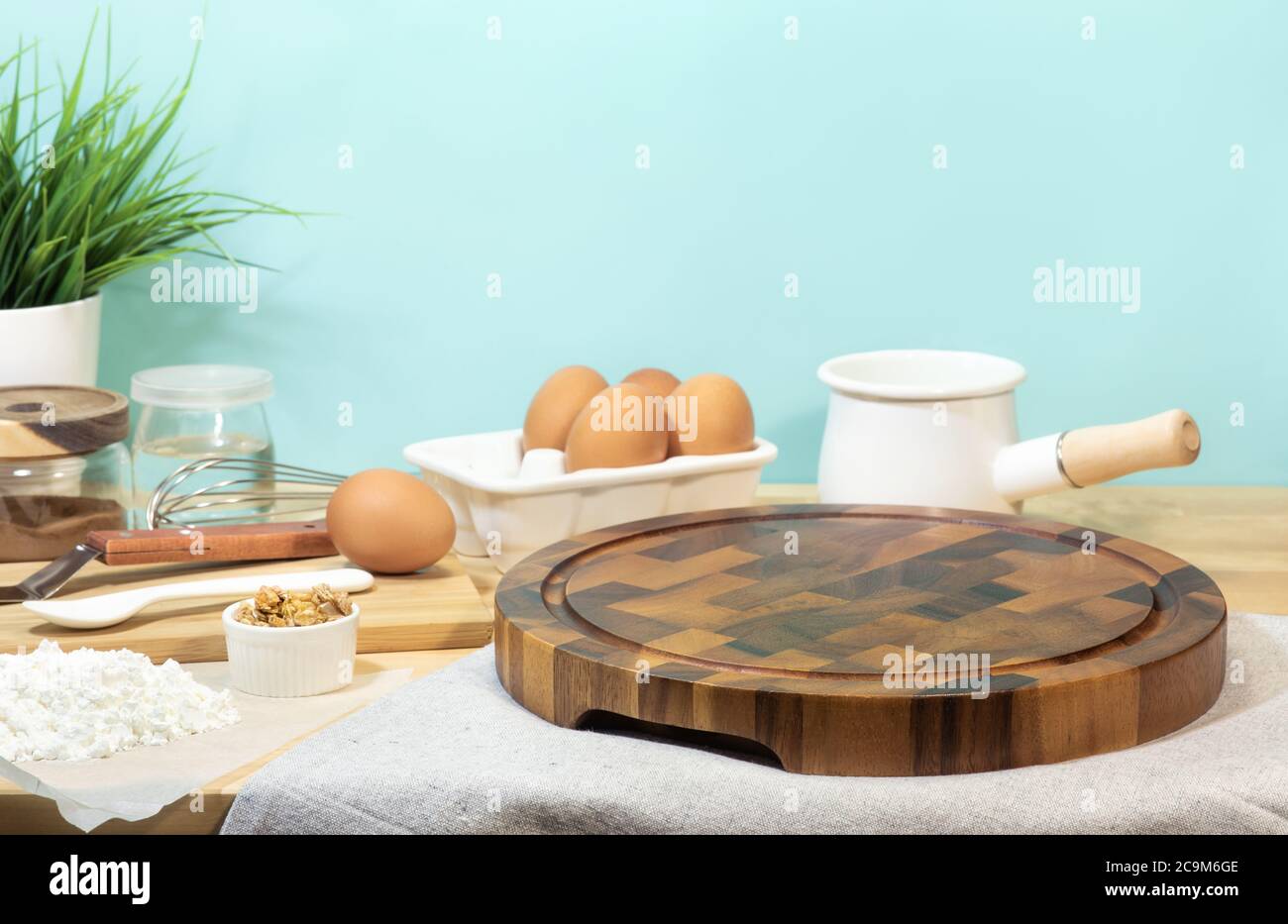 Cooking breakfast food or bakery with ingredient and copy space of ...