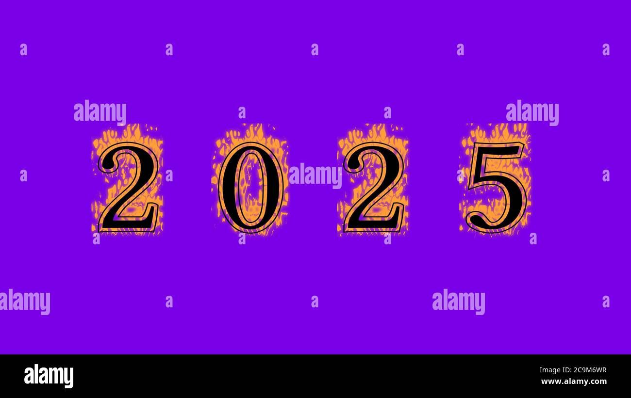 2025 fire text effect violet background. animated text effect with high ...