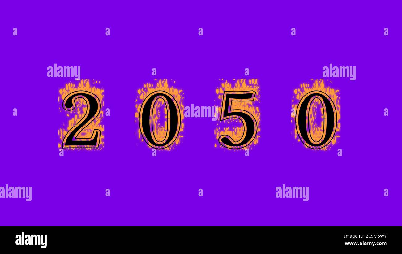 2050 fire text effect violet background. animated text effect with high ...