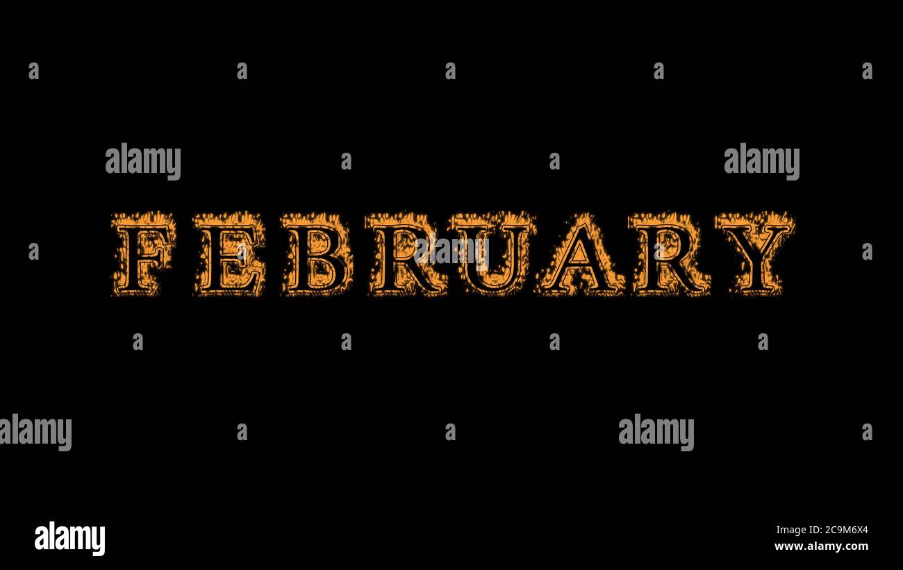 February fire text effect black background. animated text effect with ...