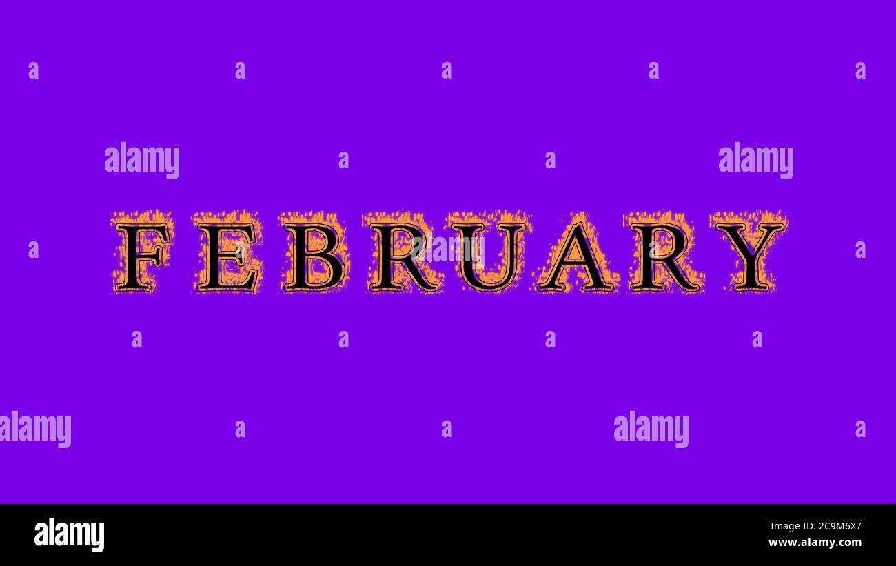 February fire text effect violet background. animated text effect with ...