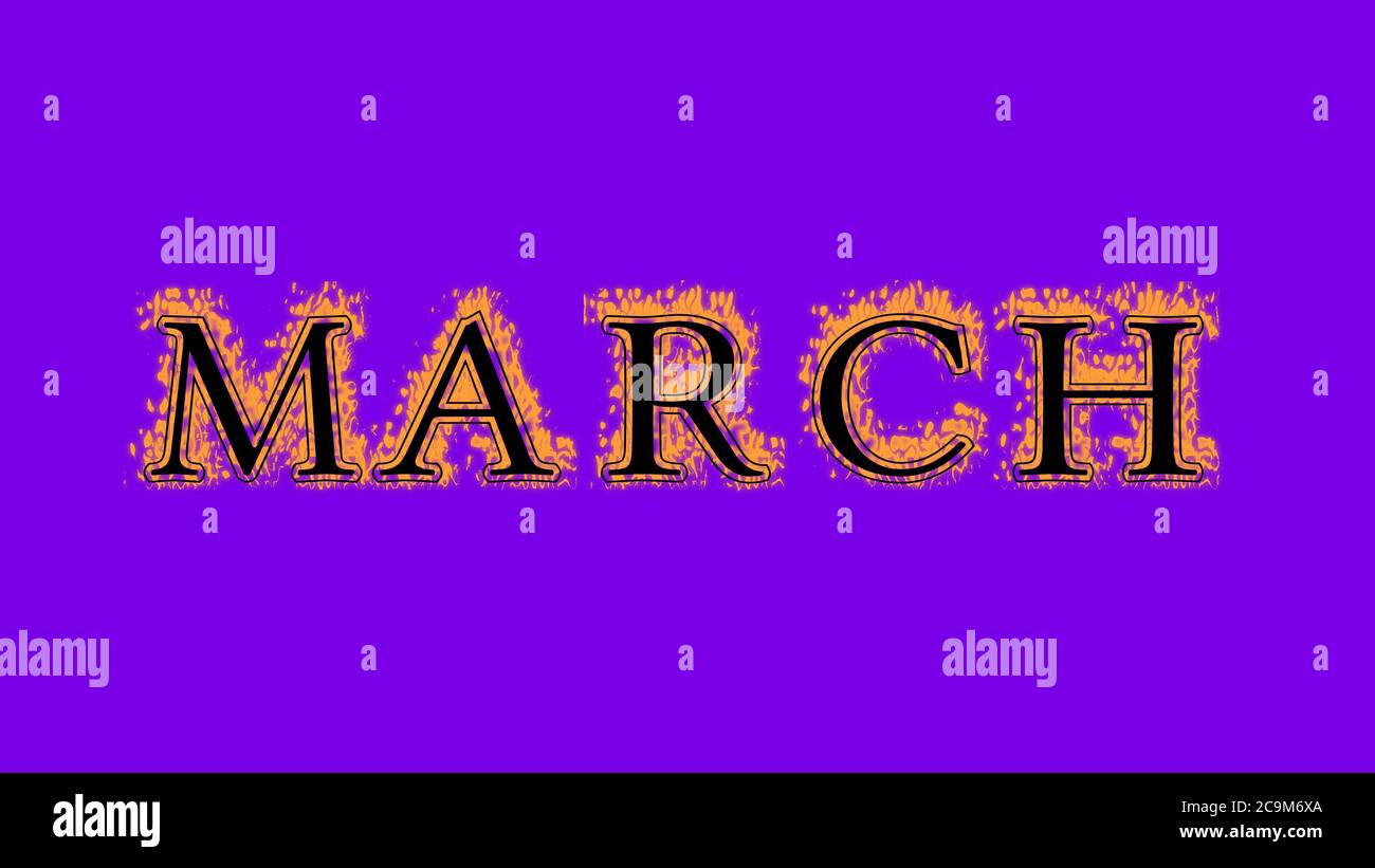 March fire text effect violet background. animated text effect with ...