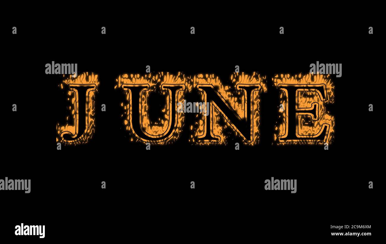 June fire text effect black background. animated text effect with high ...