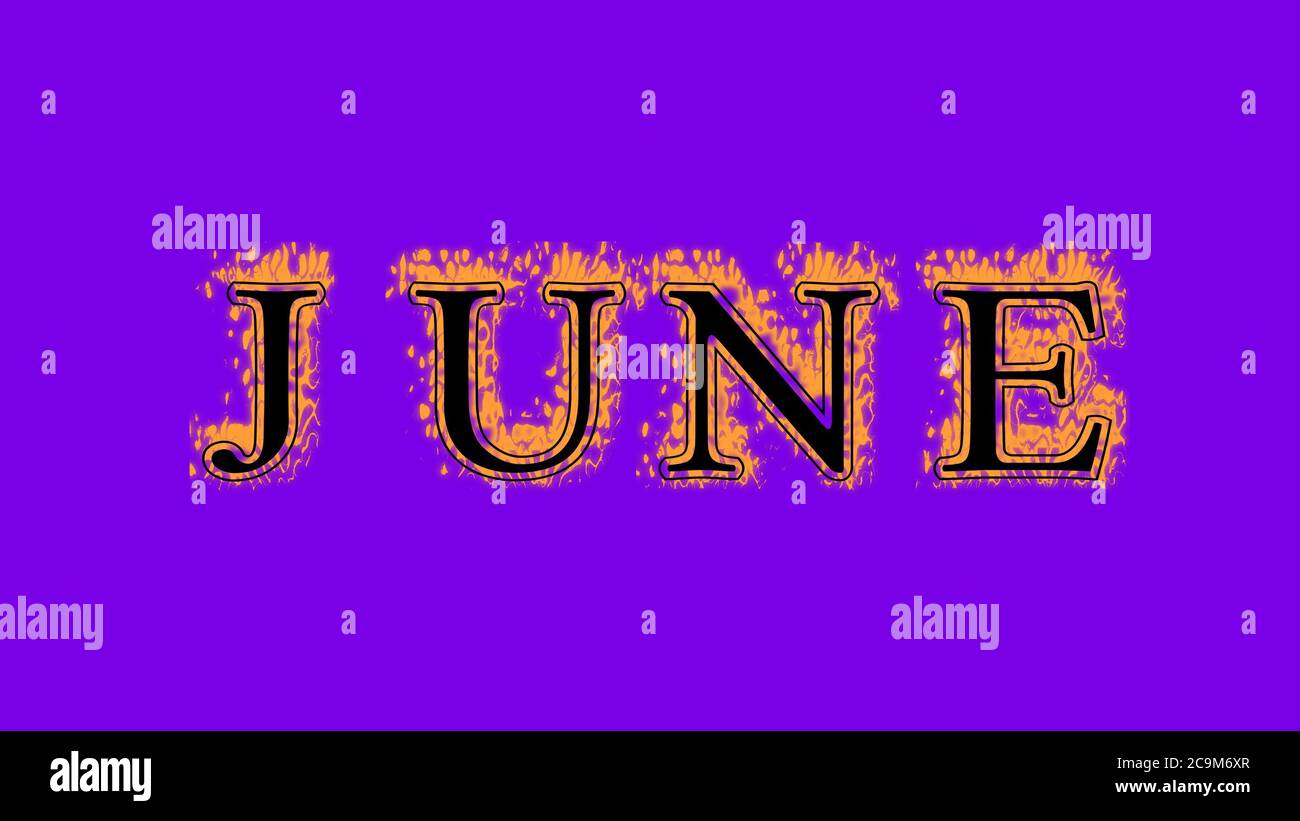 June fire text effect violet background. animated text effect with high ...