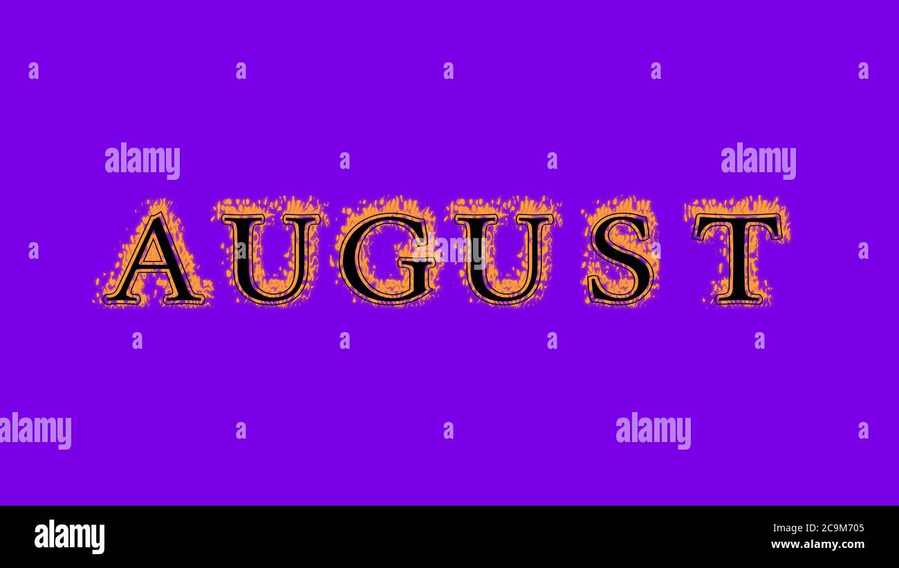 August fire text effect violet background. animated text effect with ...