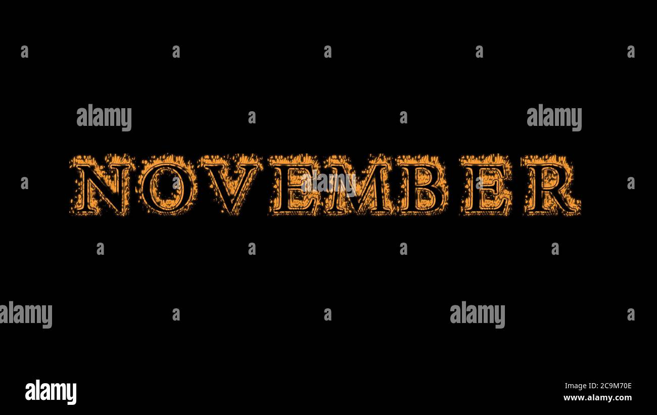 November fire text effect black background. animated text effect with ...