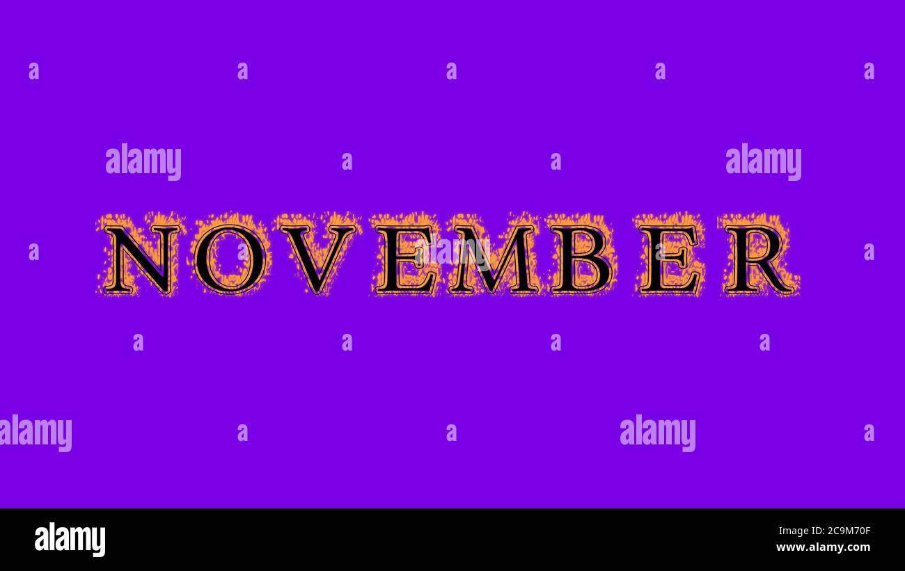 November fire text effect violet background. animated text effect with ...