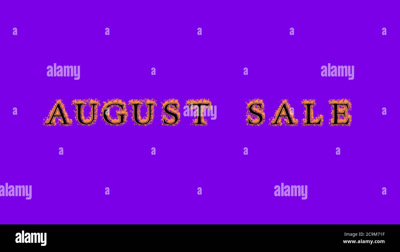 August Sale fire text effect violet background. animated text effect ...