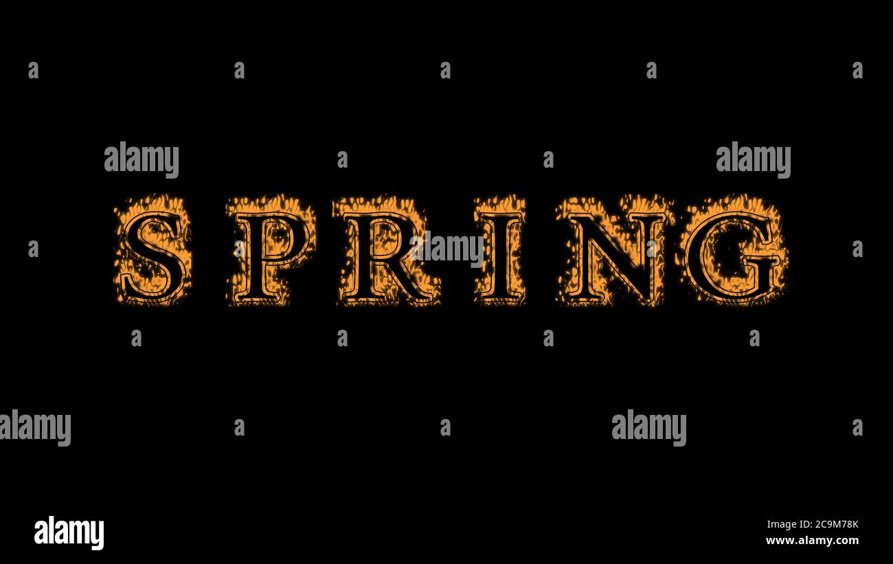 Spring fire text effect black background. animated text effect with ...