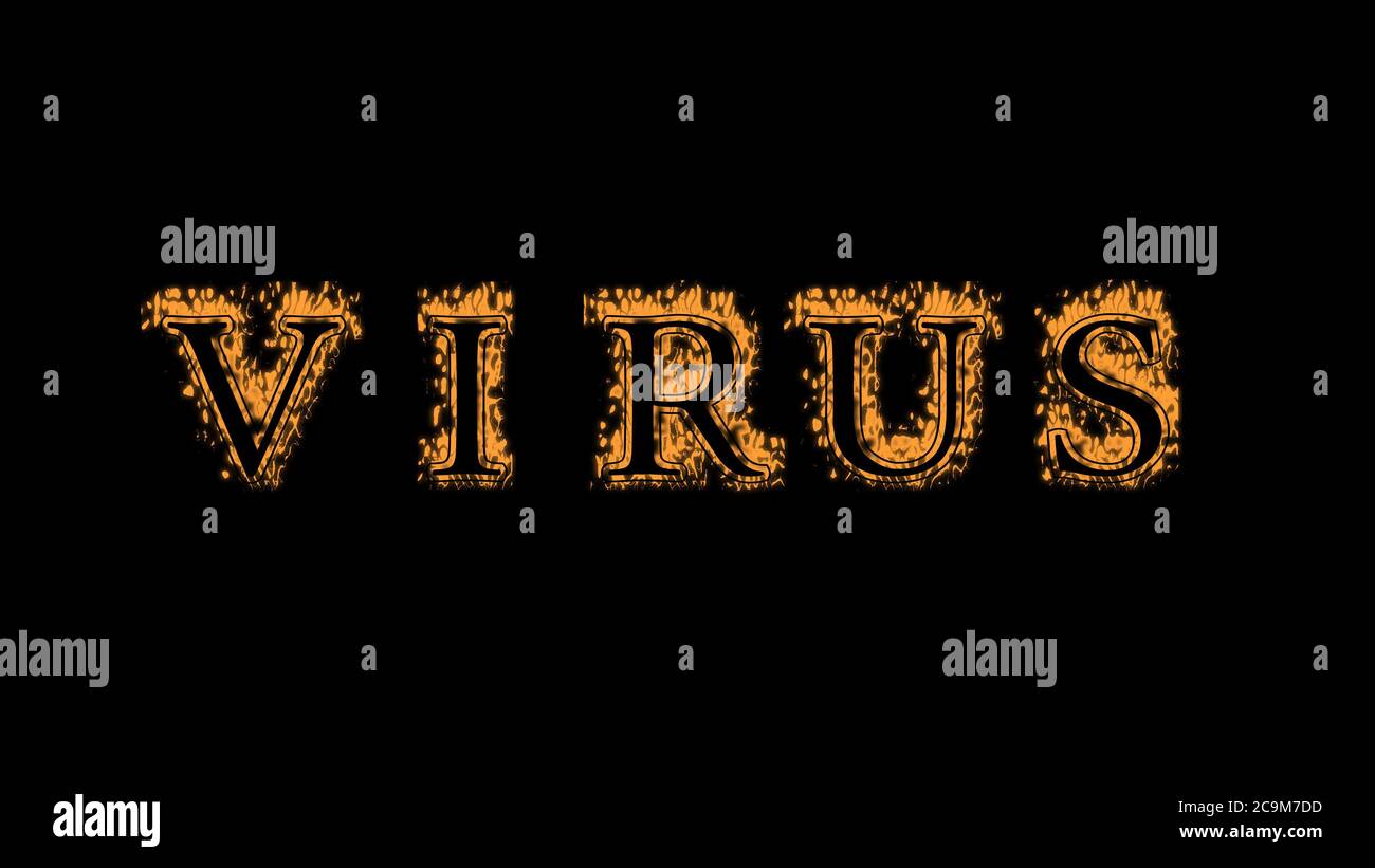Virus fire text effect black background. animated text effect with high ...