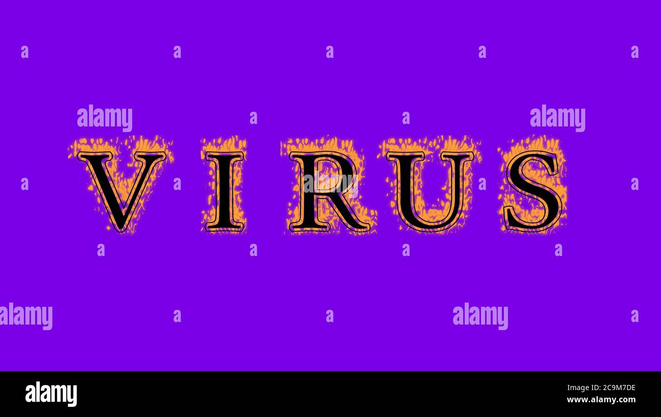 Virus fire text effect violet background. animated text effect with ...