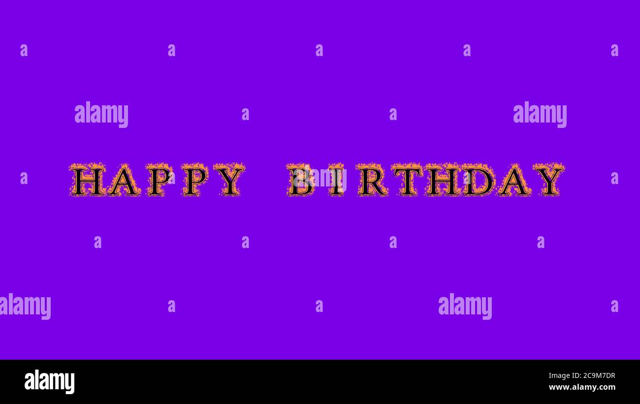 Happy Birthday fire text effect violet background. animated text effect ...