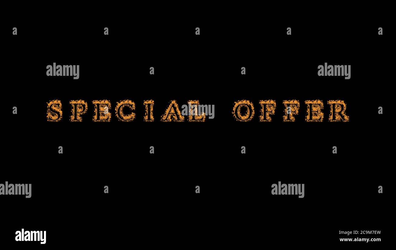 Special Offer fire text effect black background. animated text effect ...