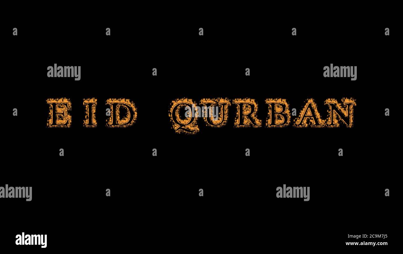 Eid Qurban fire text effect black background. animated text effect with ...