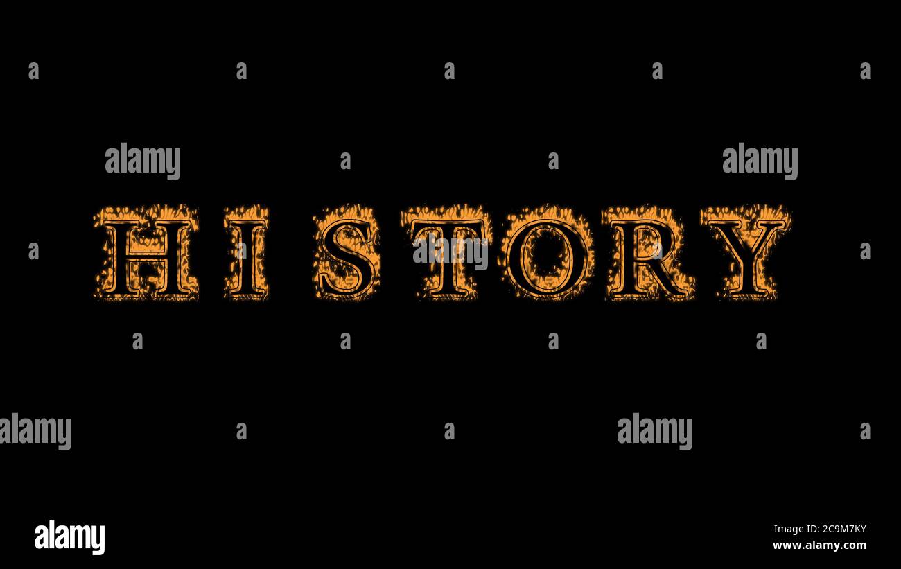 History fire text effect black background. animated text effect with ...