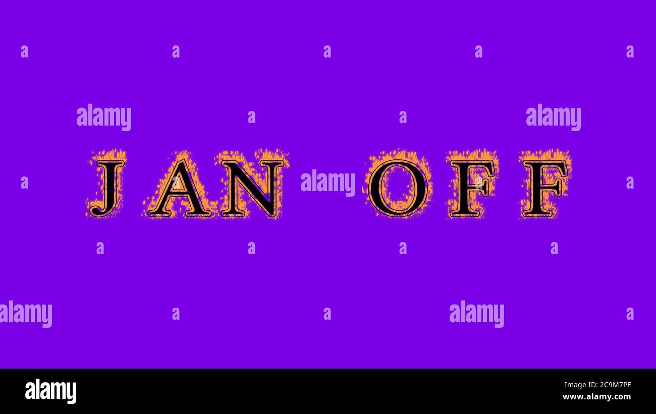 Jan Off fire text effect violet background. animated text effect with ...