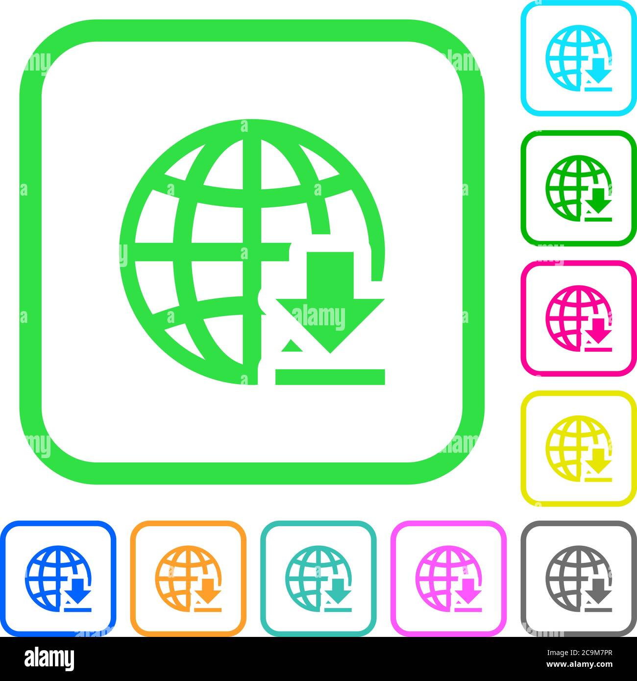 Download from internet vivid colored flat icons in curved borders on ...