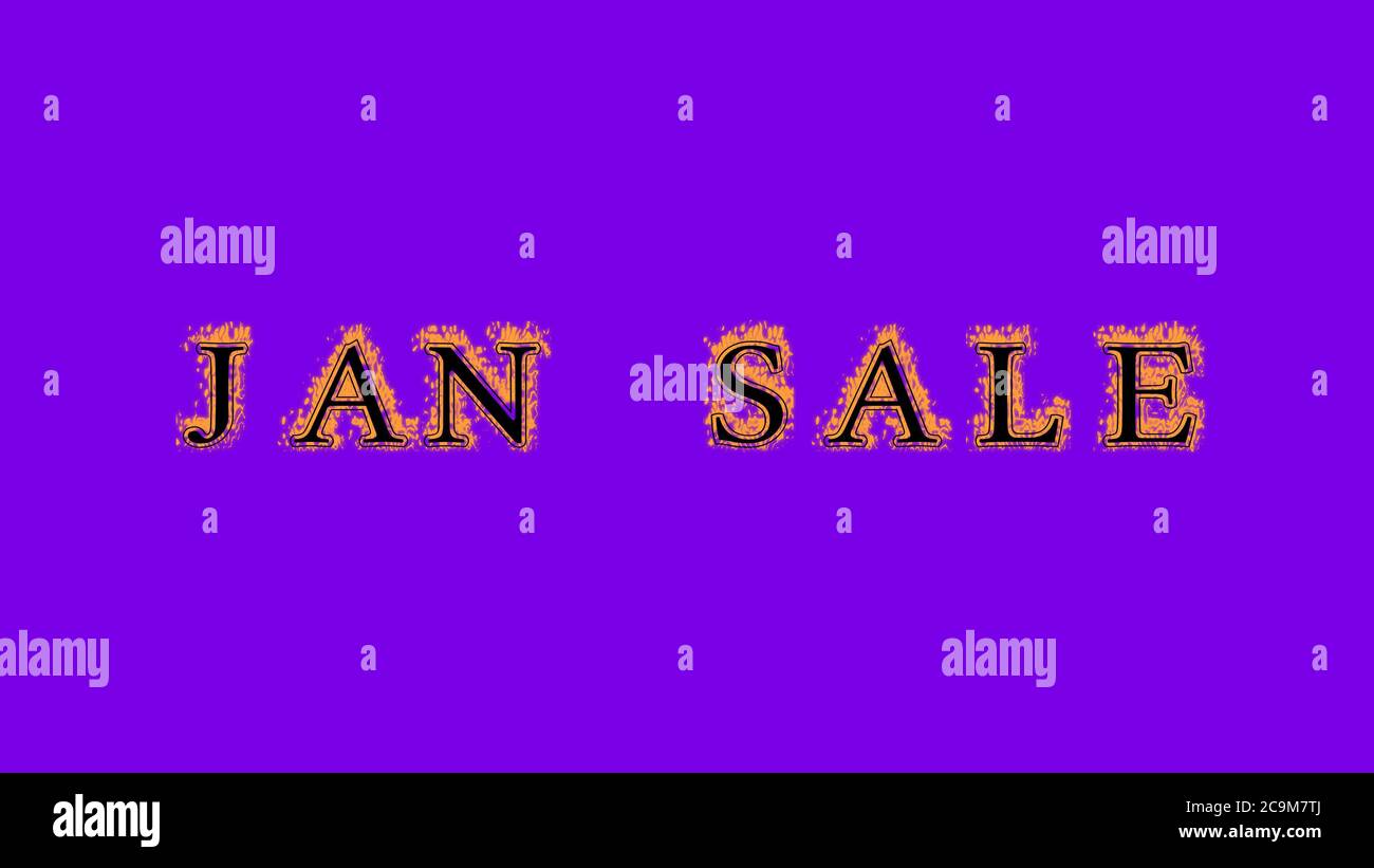 Jan Sale fire text effect violet background. animated text effect with ...