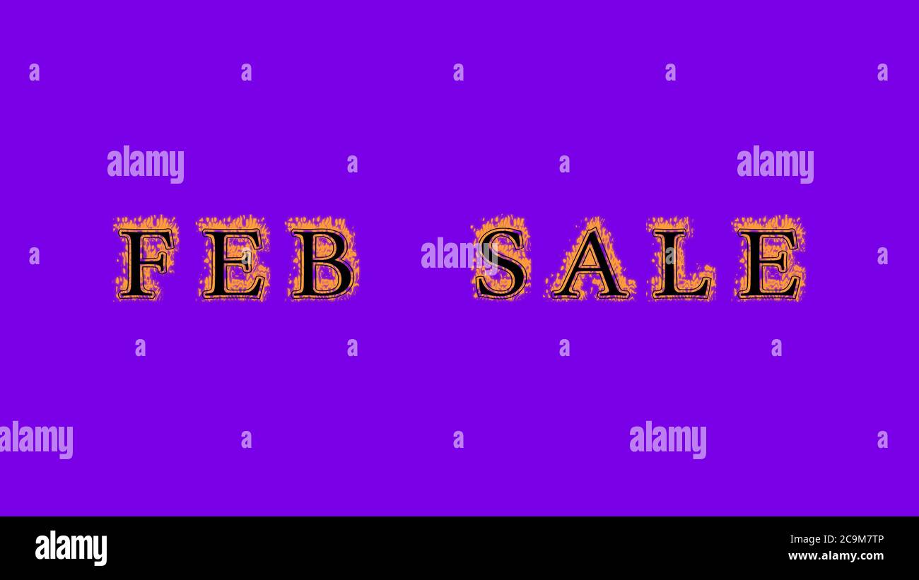 Feb Sale fire text effect violet background. animated text effect with ...