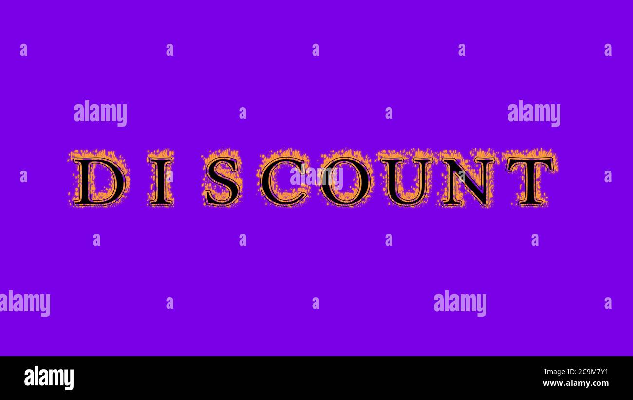 Discount fire text effect violet background. animated text effect with ...