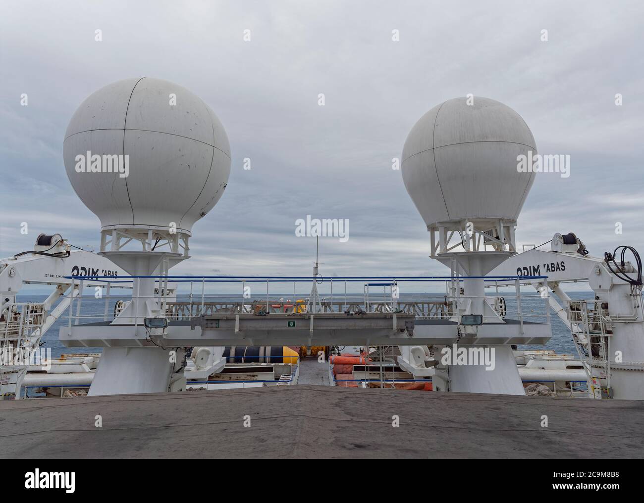 Satellite Communication Radomes on the Top Deck of a Seismic Vessel in ...