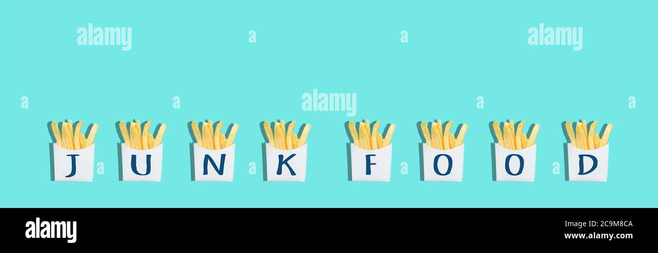 Junk food concepts with text and french-fried.Anti fast food and ...