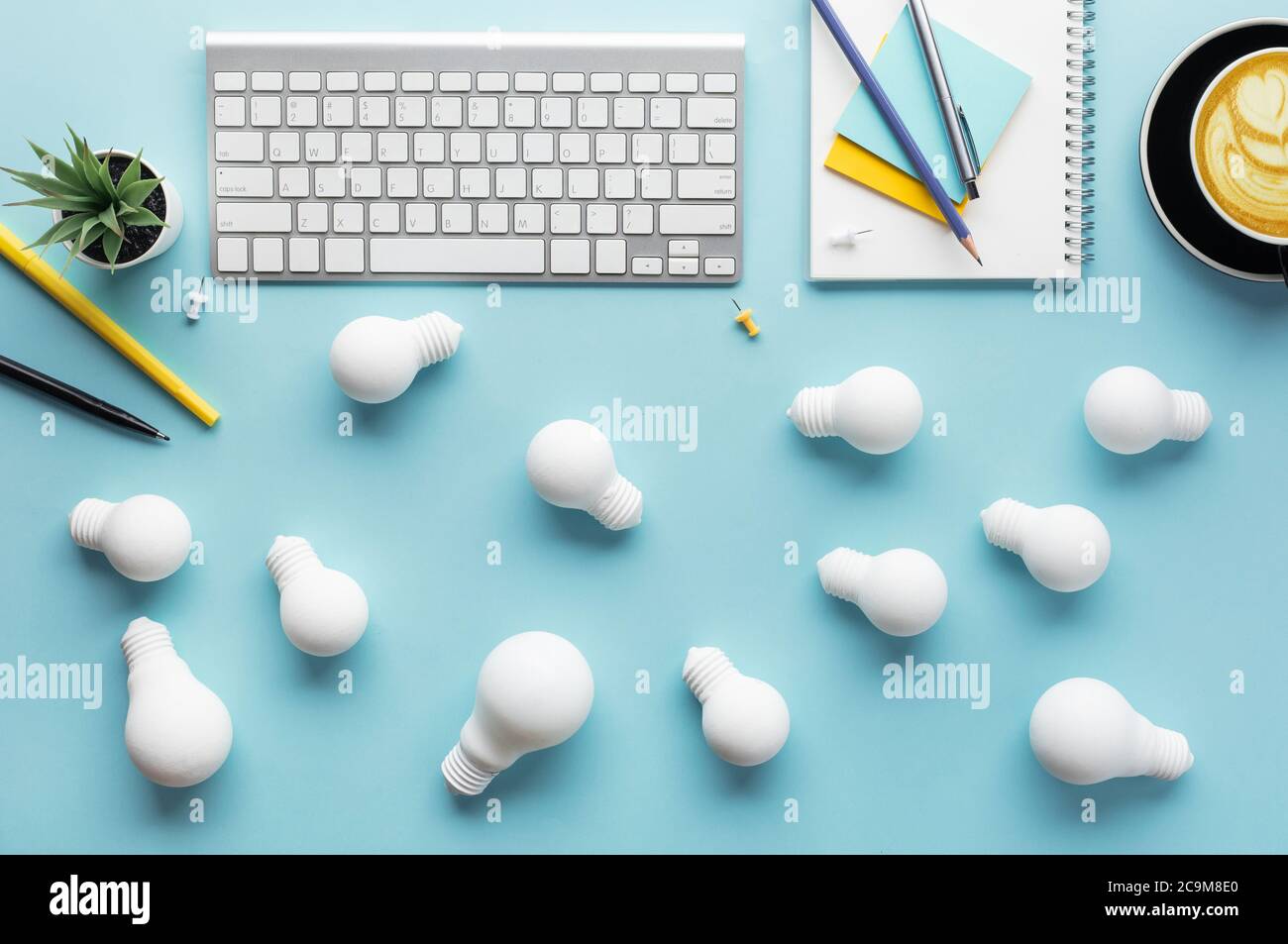 Business teamwork concepts with group of lightbulb on worktable ...