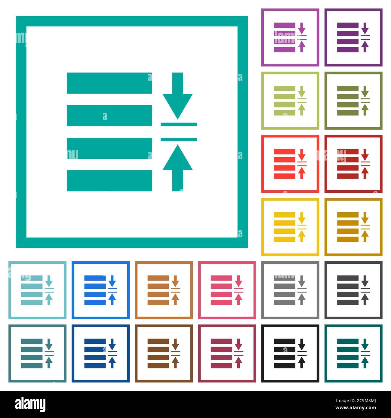 Adjust Line Spacing Flat Color Icons With Quadrant Frames On White Background Stock Vector Image