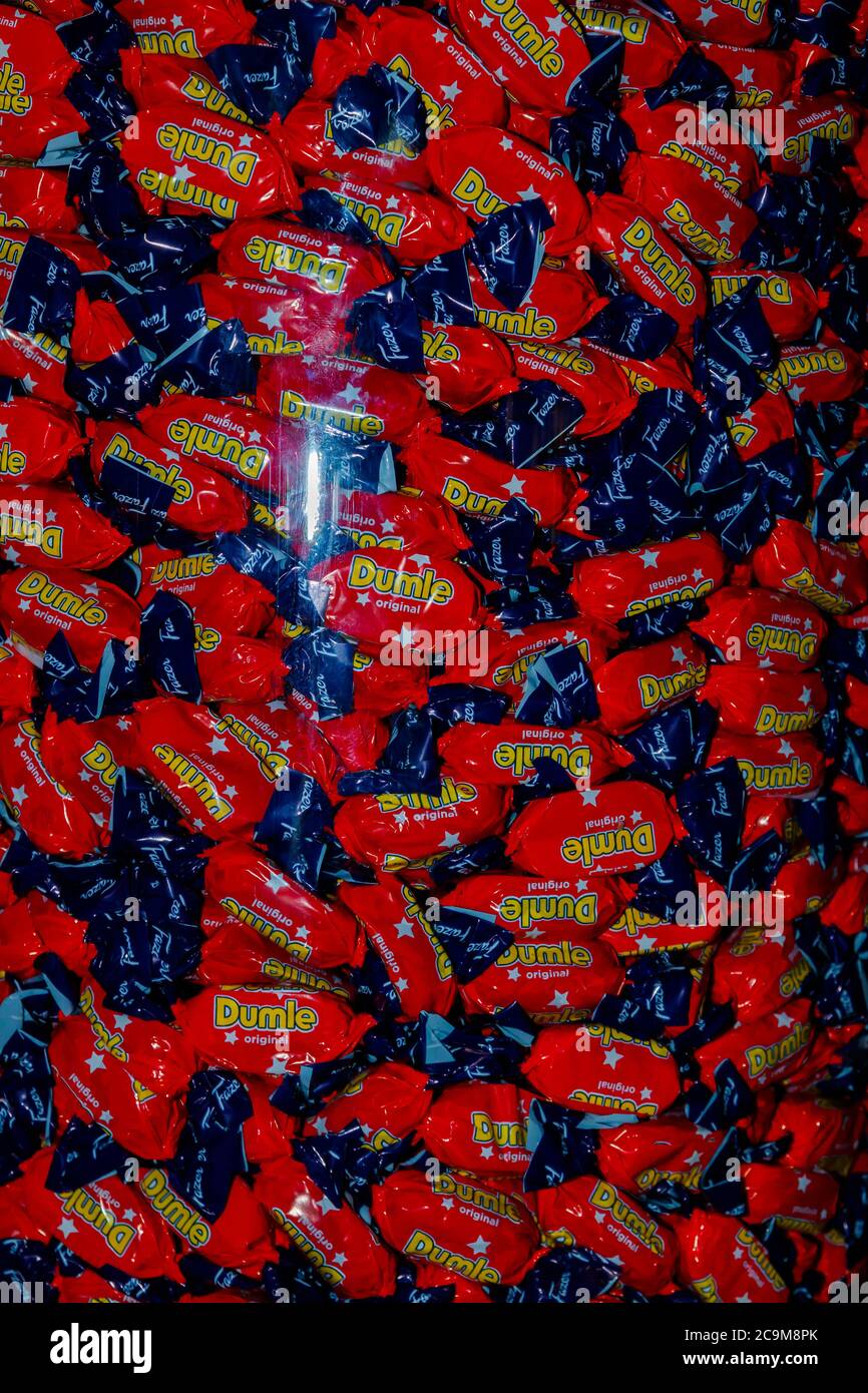 Vantaa, Finland - 9 July 2020: Dumle candies in Fazer Experience ...