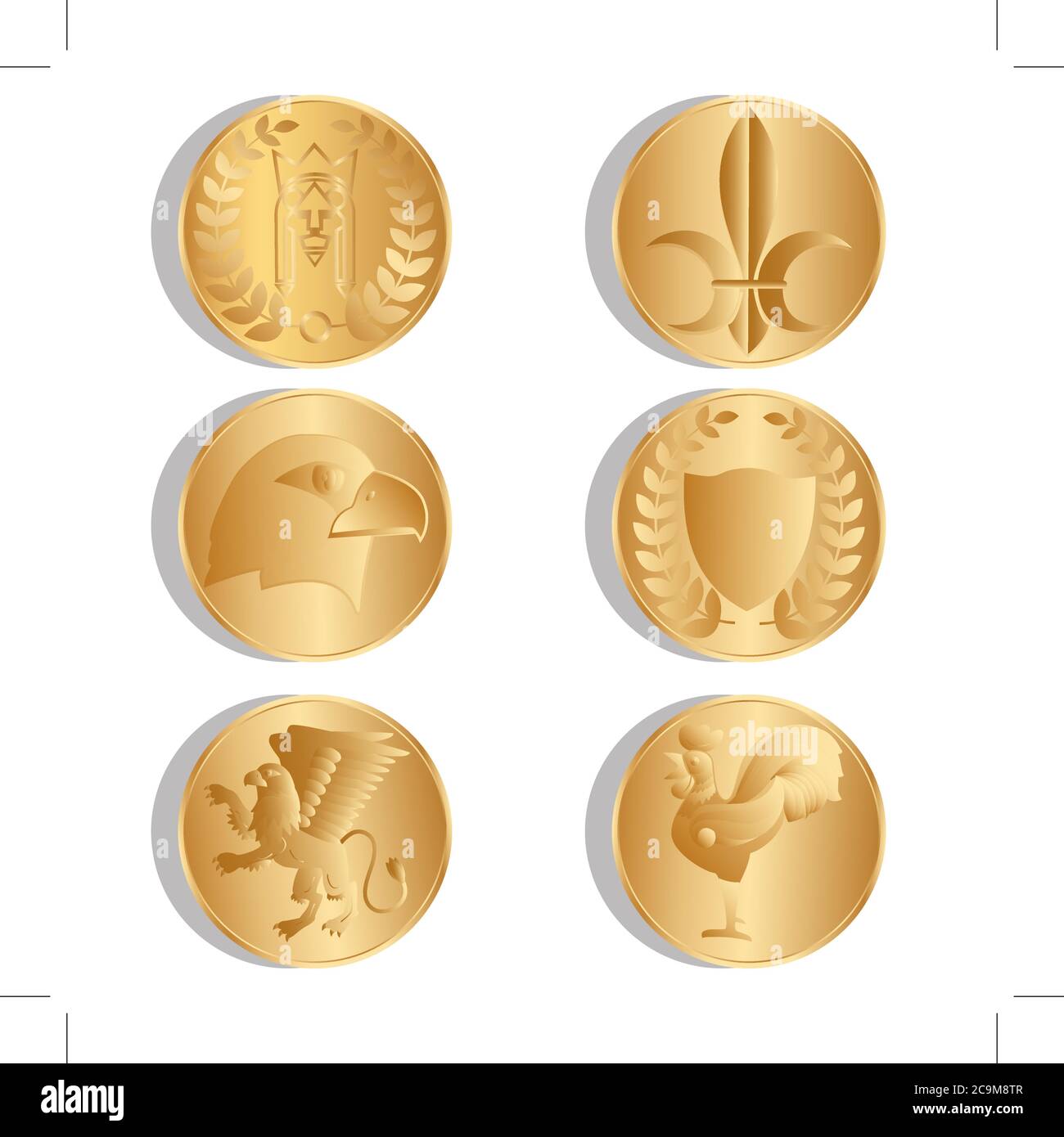 Golden ancient coins. Isolated. White background. Vector Stock Vector ...