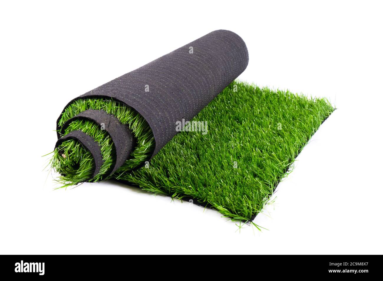 roll of artificial green grass isolated on white background, lawn Stock ...