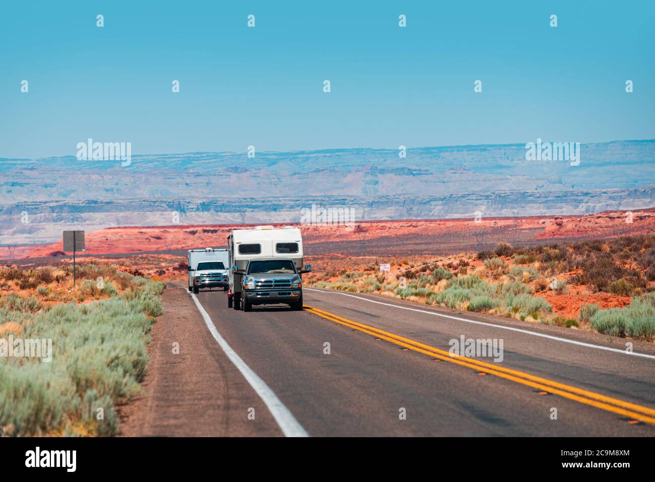 RV Camper Van on the American Road. Exploring the USA. Holiday trip ...