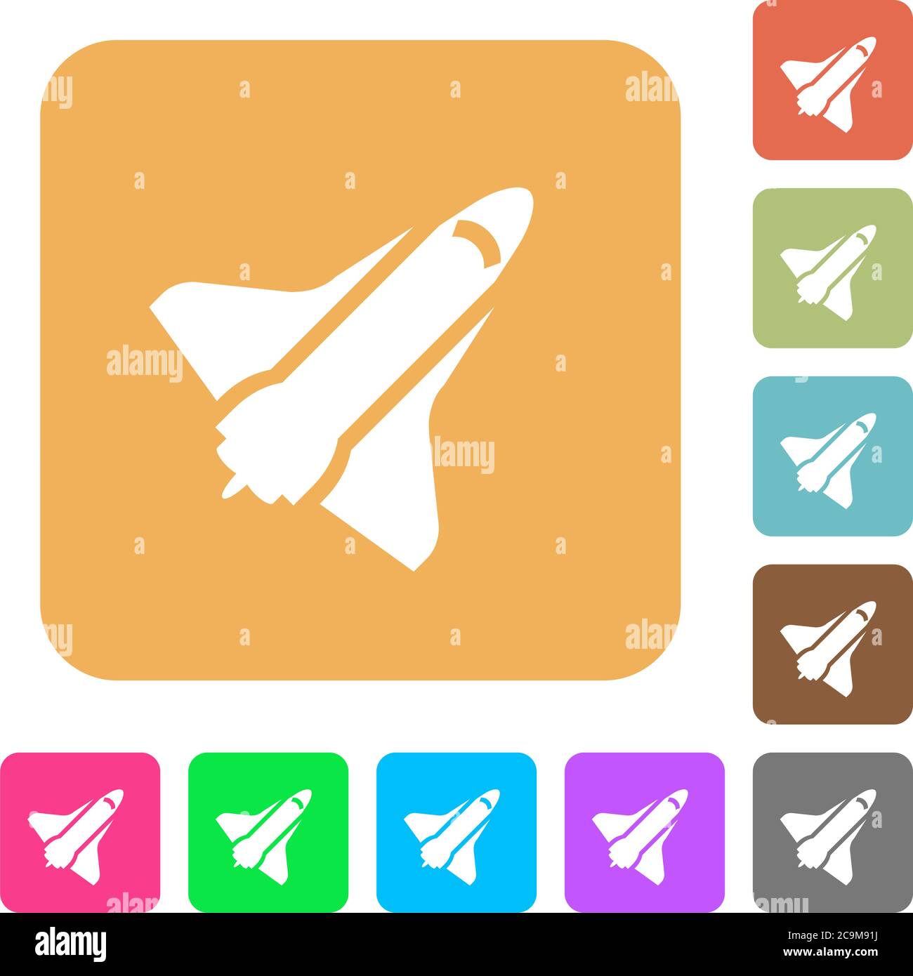 Space shuttle flat icons on rounded square vivid color backgrounds Stock Vector Image & Art - Alamy