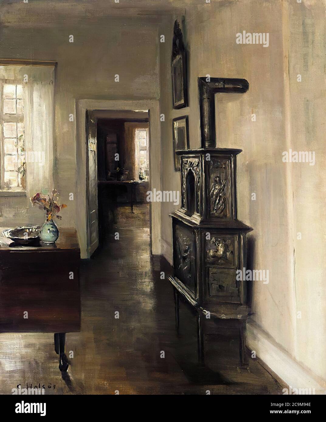 Holsoe Carl Vilhelm - Interior with a Stove - Danish School - 19th and ...
