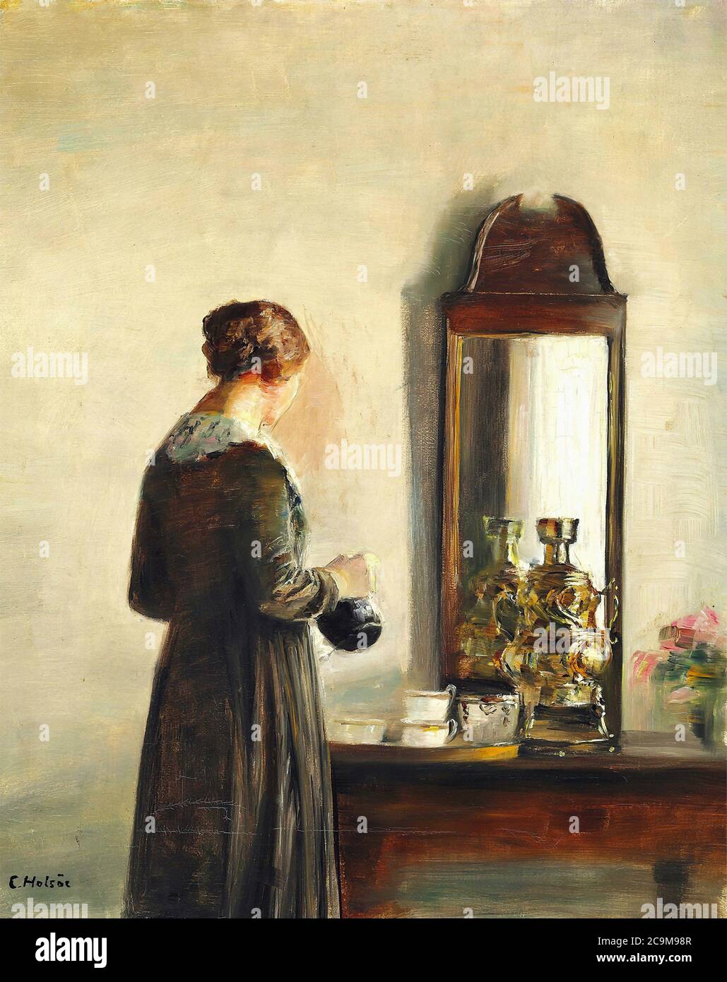 Holsoe Carl Vilhelm - Interior with the Artist's Wife Pouring Coffee ...