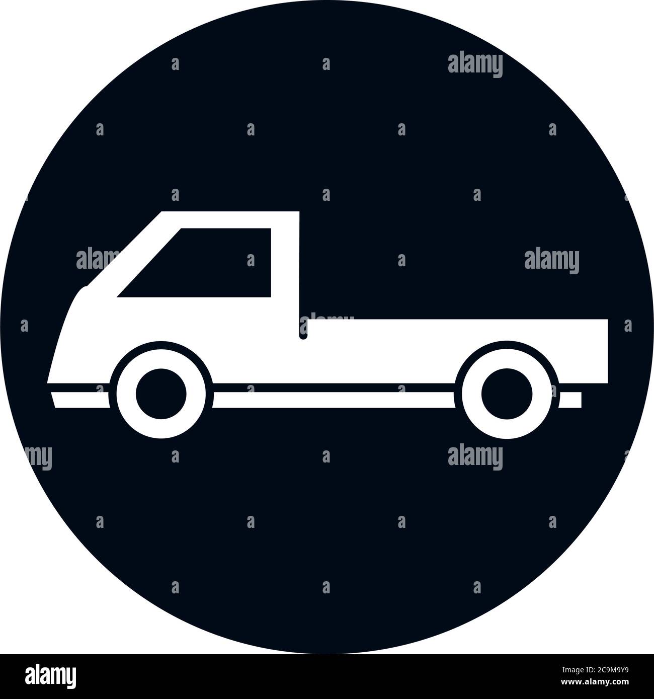 car mini truck model transport vehicle block and flat style icon design ...