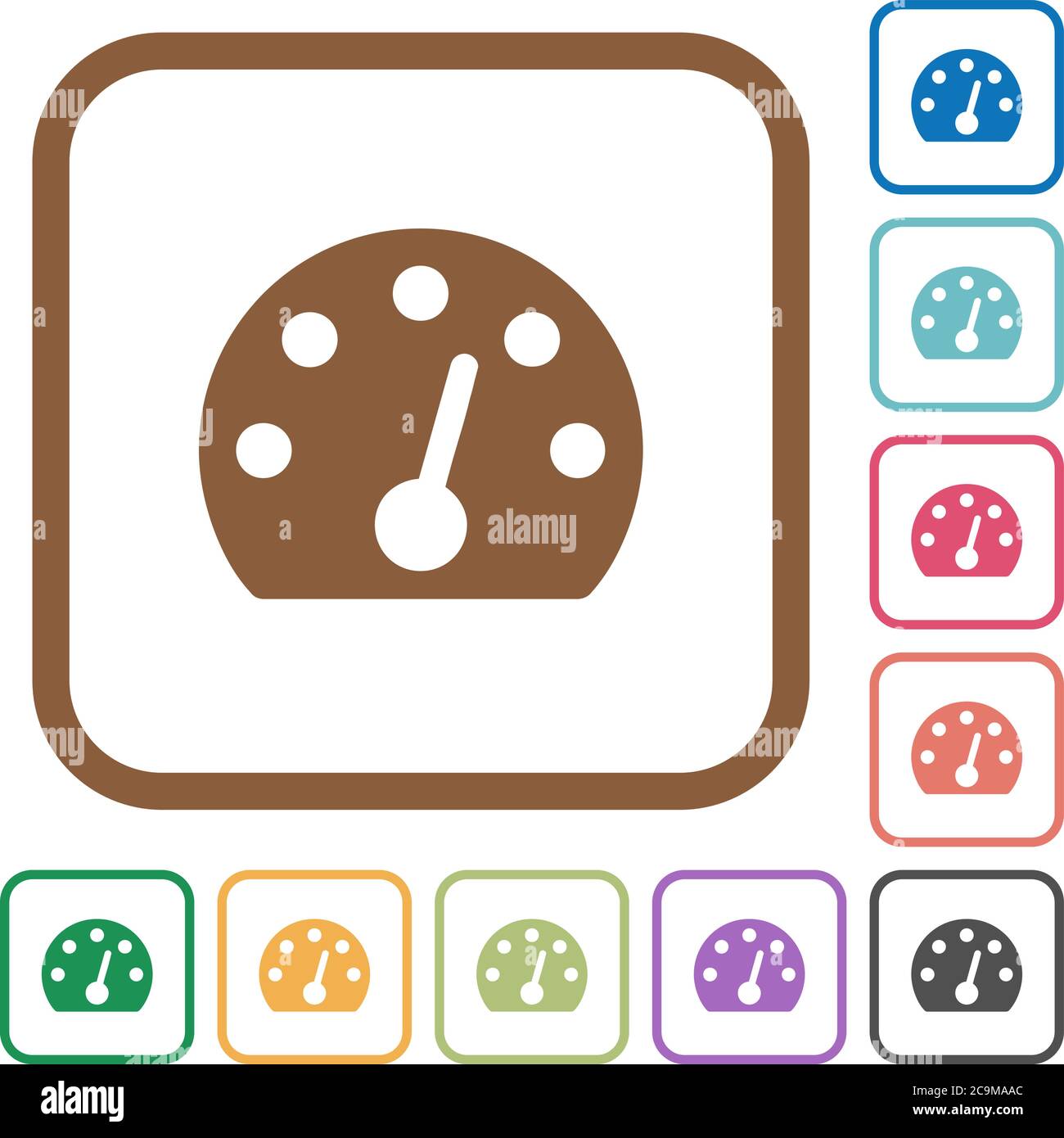 Dashboard simple icons in color rounded square frames on white background Stock Vector Image ...