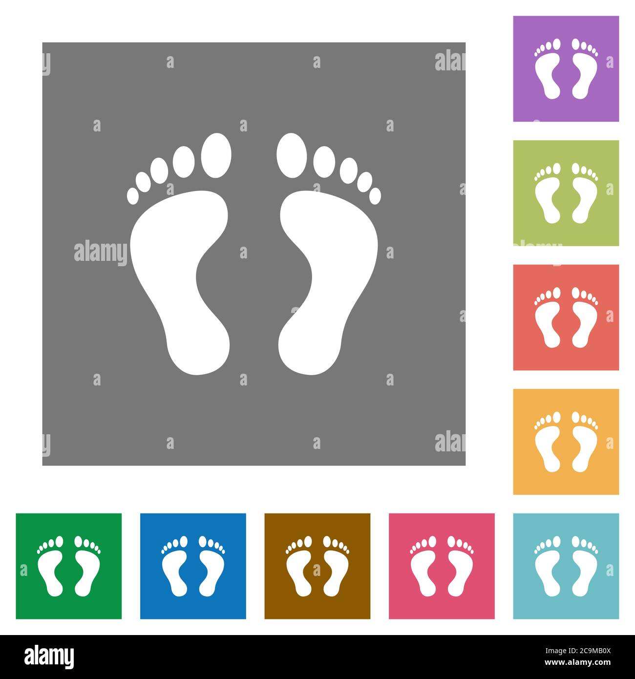 Human Footprints flat icons on simple color square backgrounds Stock ...