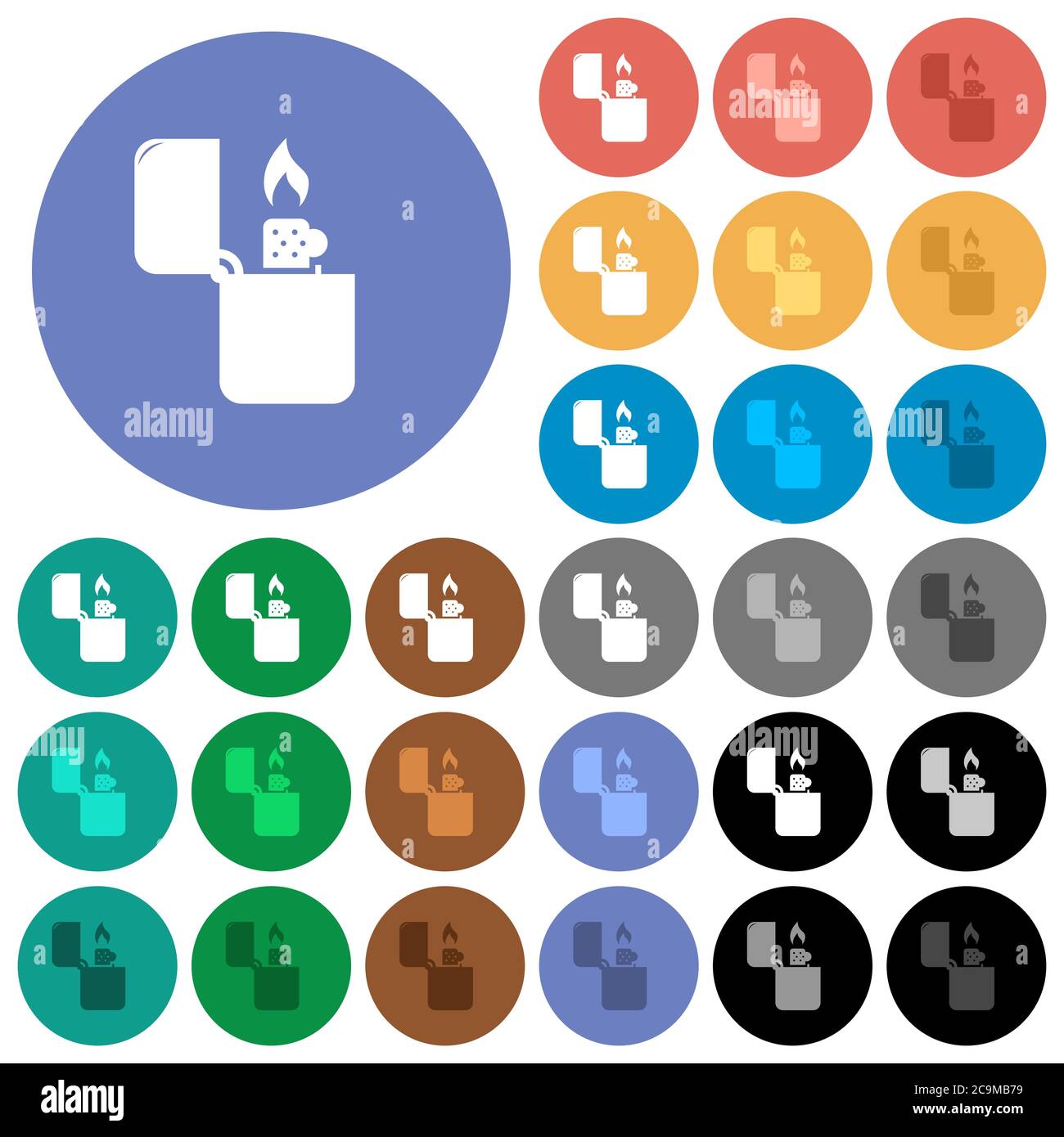 Lighter multi colored flat icons on round backgrounds. Included white ...