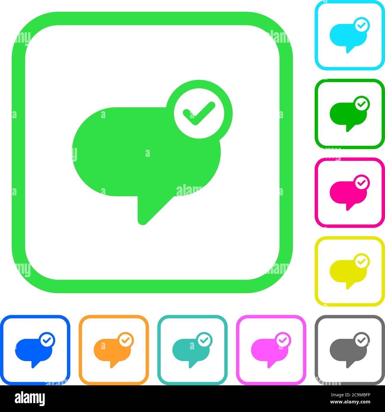 Message sent vivid colored flat icons in curved borders on white ...