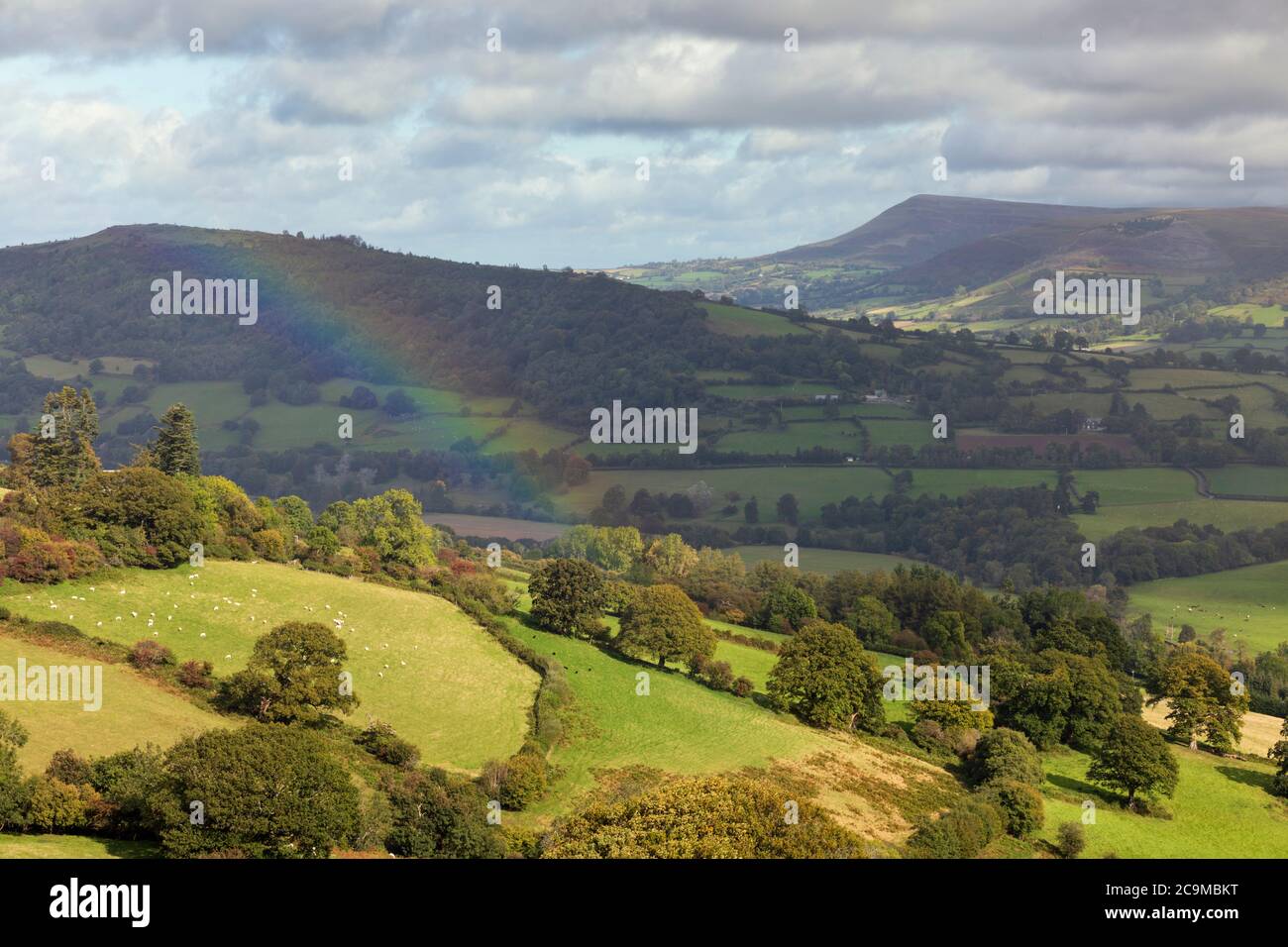 View from Tor y Foel looking to Llangors and Mynydd Llangorse mountain ...