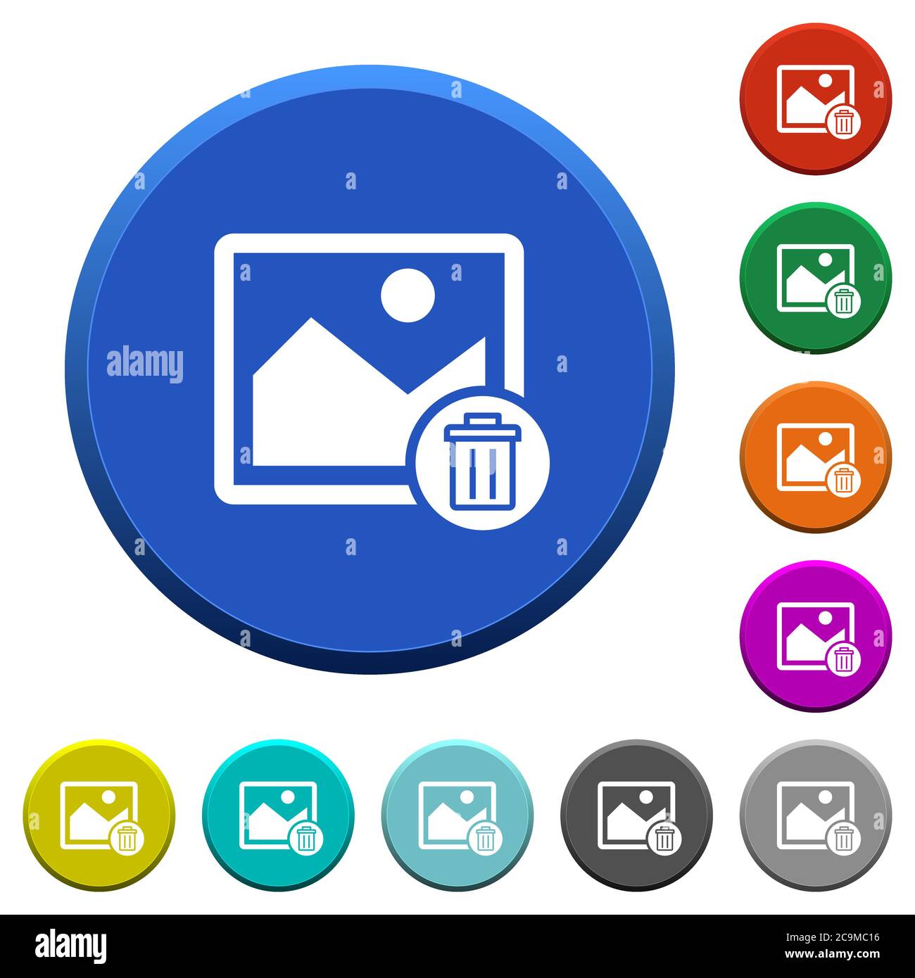 Delete image round color beveled buttons with smooth surfaces and flat ...