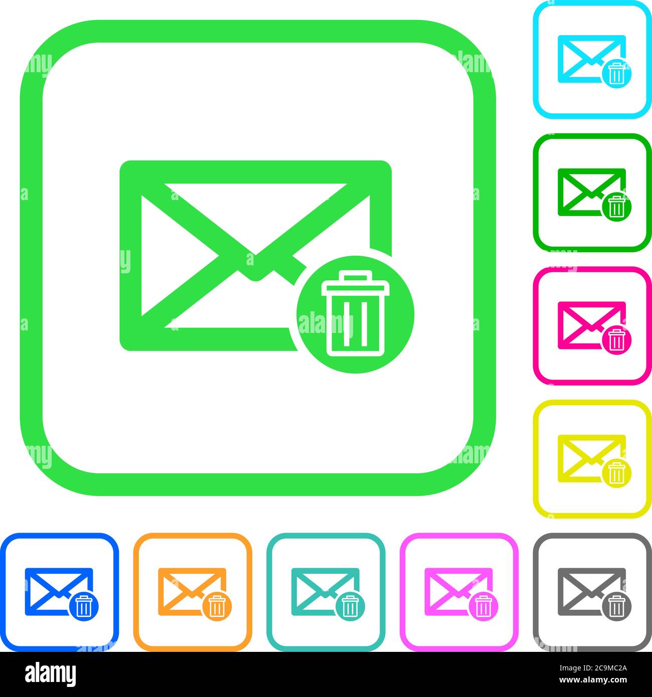 Draft mail vivid colored flat icons in curved borders on white ...