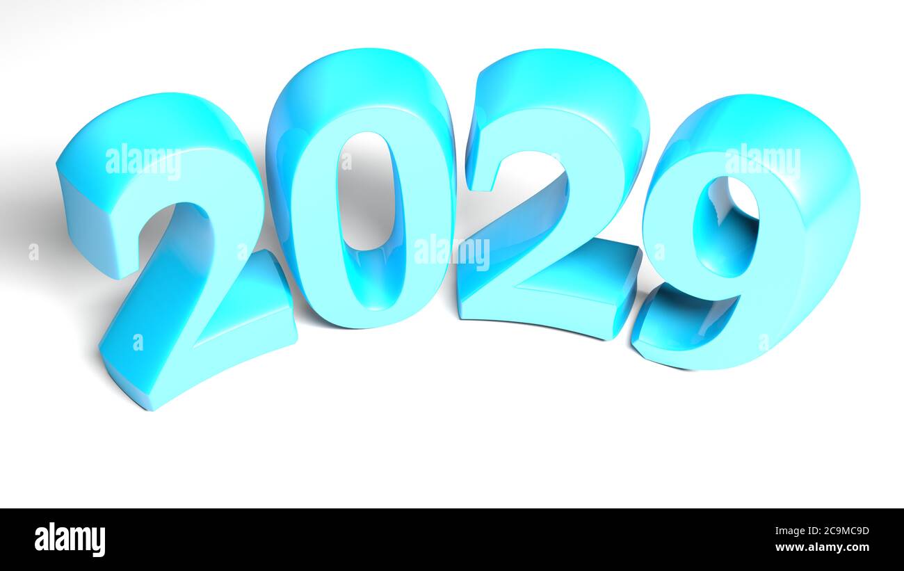 2029 Blue bent write isolated on white background - 3D rendering ...