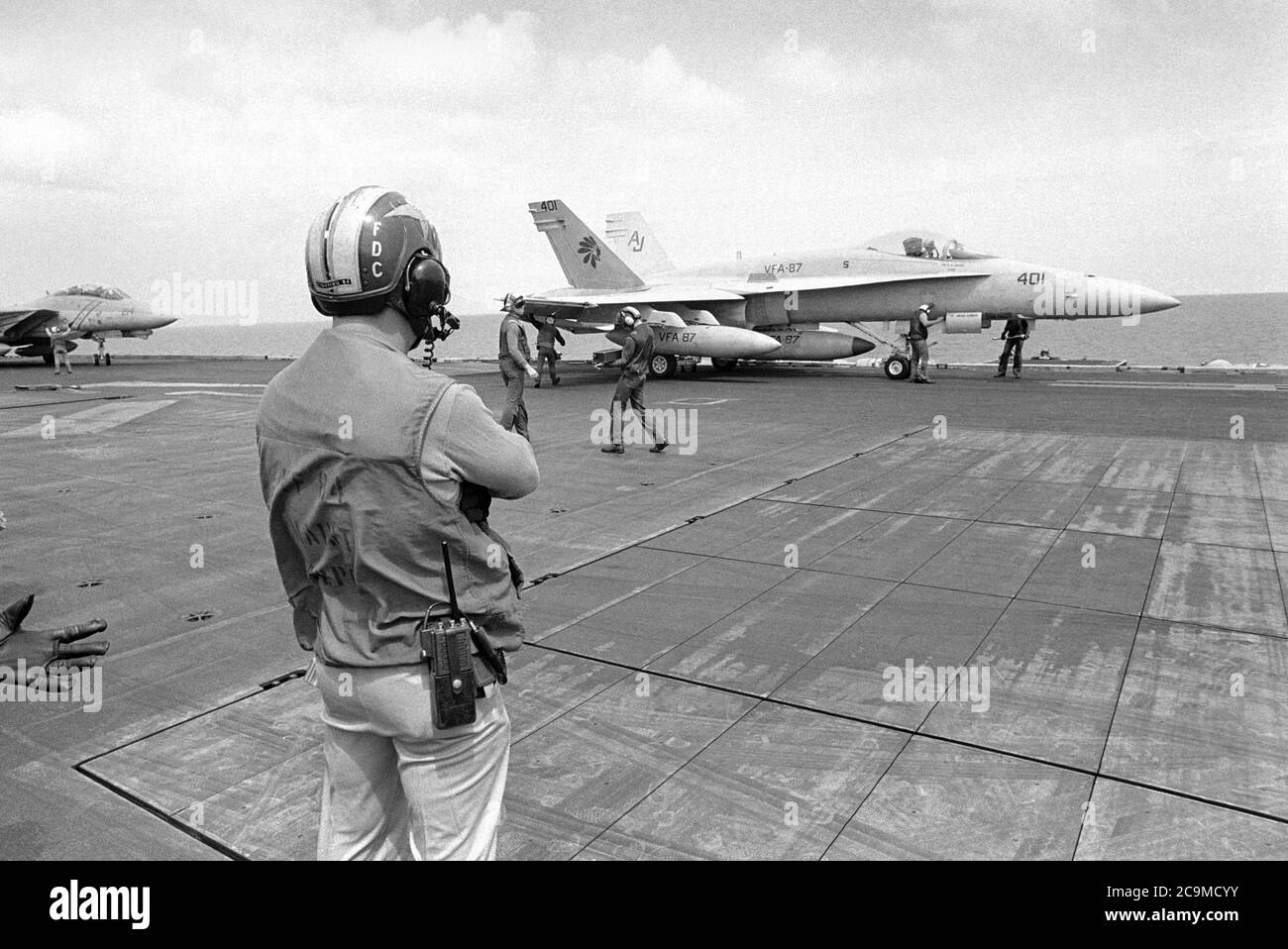 F 18 "Hornet" fighter-bomber aircraft on Roosevelt aircraft carrier ...