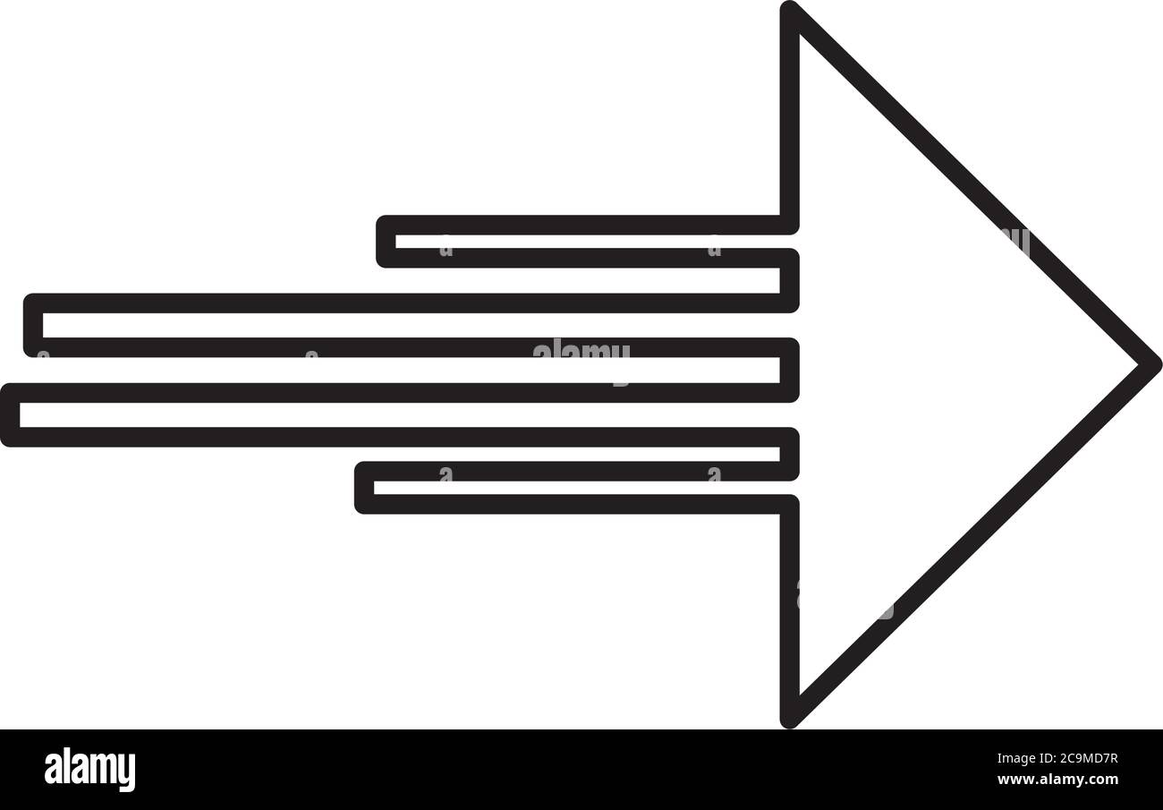 striped arrow with right direction over white background, line style ...