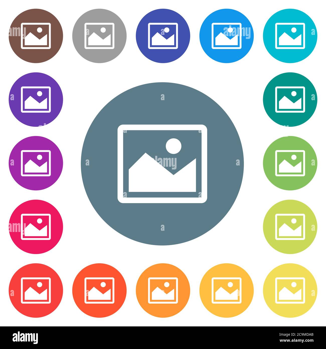 Single picture flat white icons on round color backgrounds. 17 ...