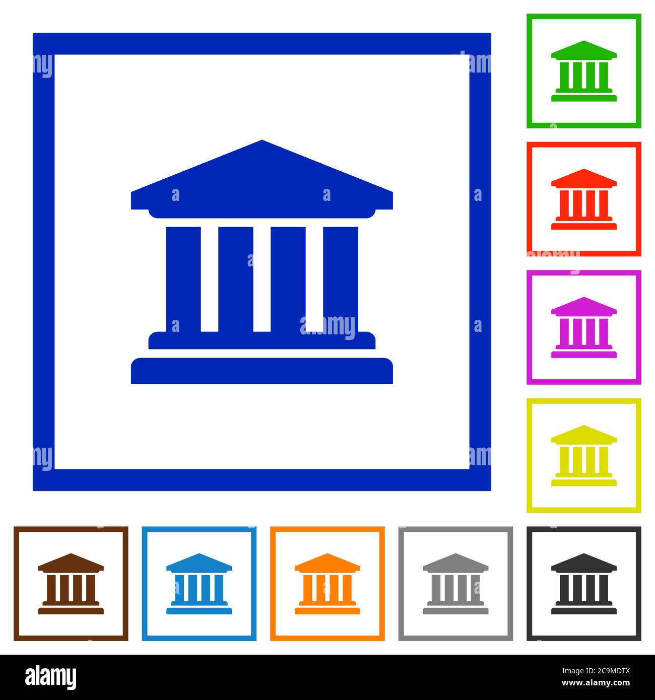 University flat color icons in square frames on white background Stock ...